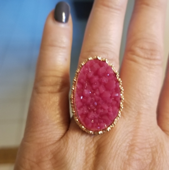 Jewelry | Cranberry Red Druzy Ring | Poshmark